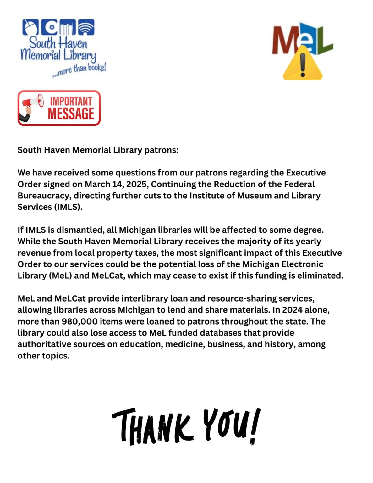 MeL (Michigan Electronic Library) Services | South Haven Memorial Library